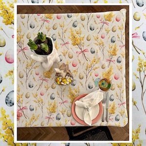 Easter Tablecloth, 100% Cotton, Easter Table Cover, Easter Decor ...