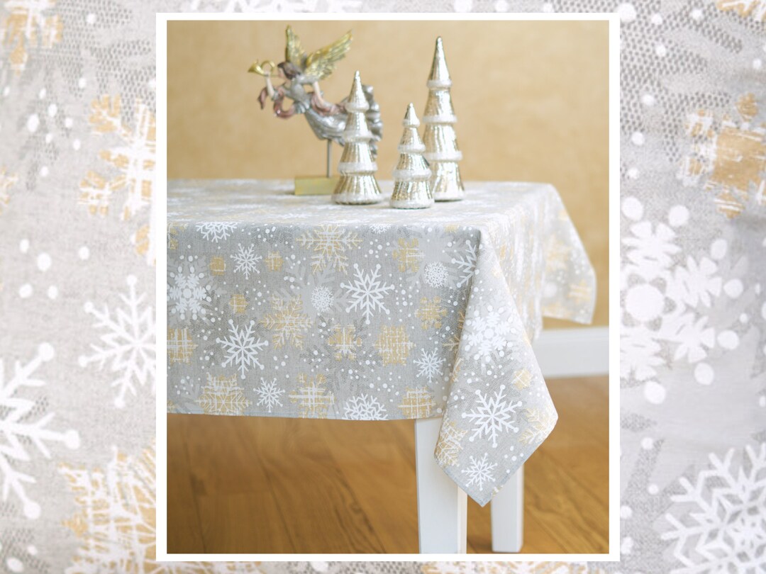 Snowy Christmas Rectangular Christmas Tablecloth - Etsy