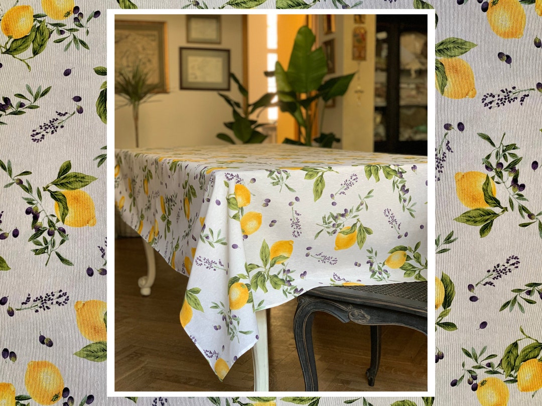 Tablecloth With Lemon Print Citrus Table Citrus Home Lemon Table Cover ...