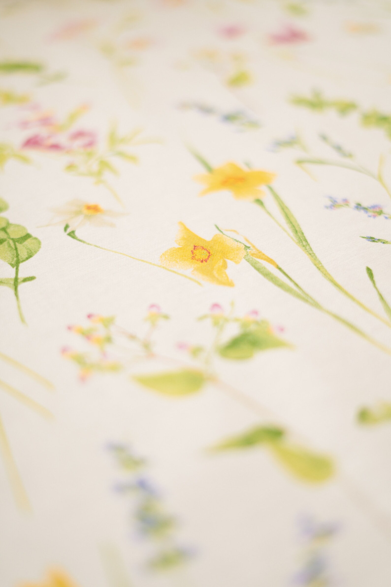 Fresh Flower Table Runner Spring Floral Print on White | Etsy