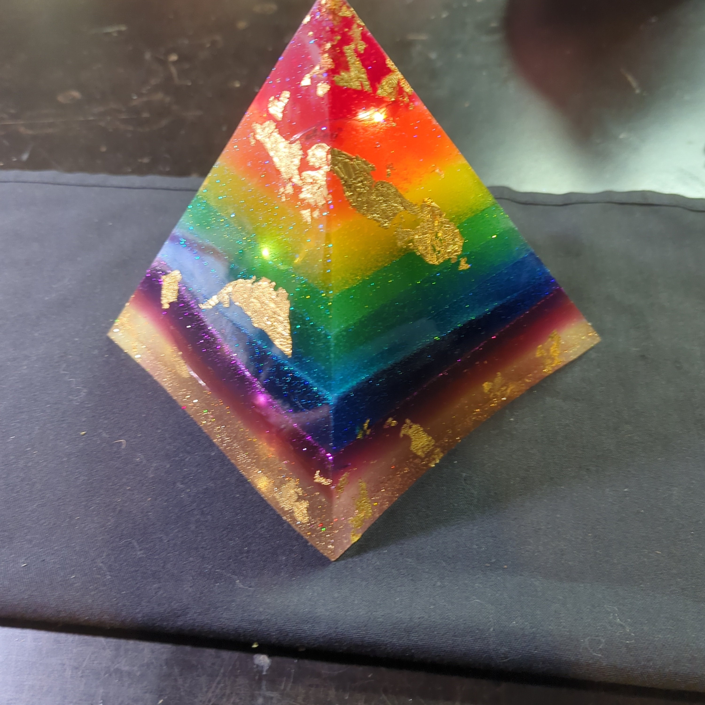 Rainbow Resin Pyramid W/ Lights - Etsy