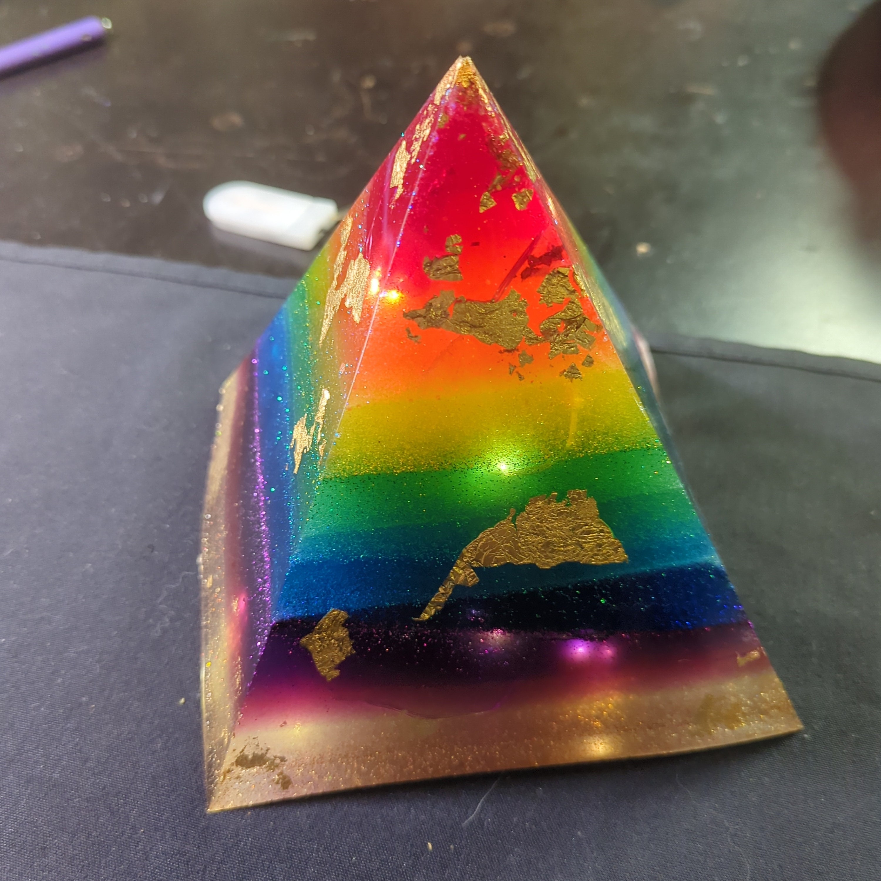 Rainbow Resin Pyramid W/ Lights - Etsy