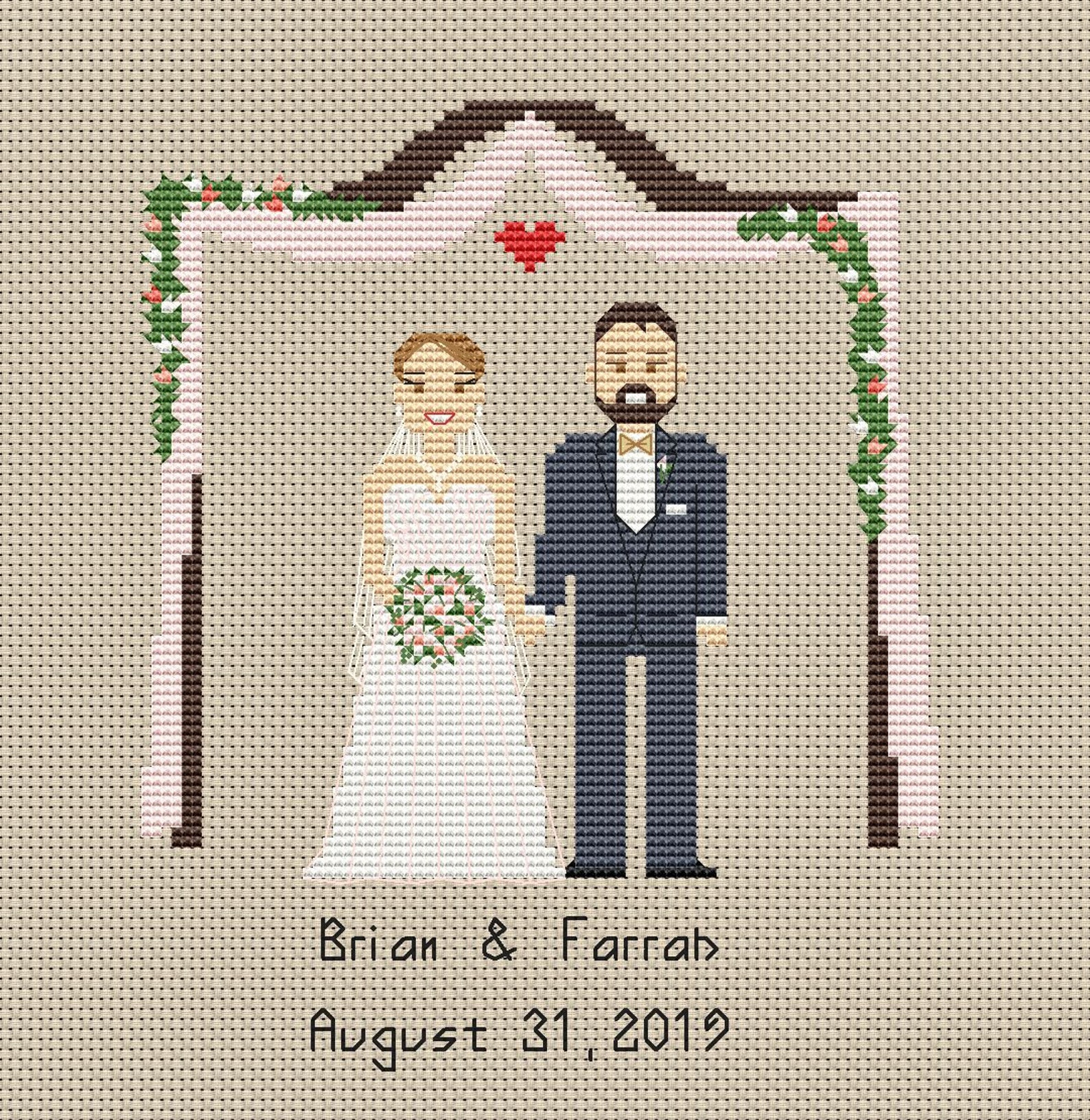 Custom Wedding Cross Stitch Pattern PDF Wedding Gift Personalized ...