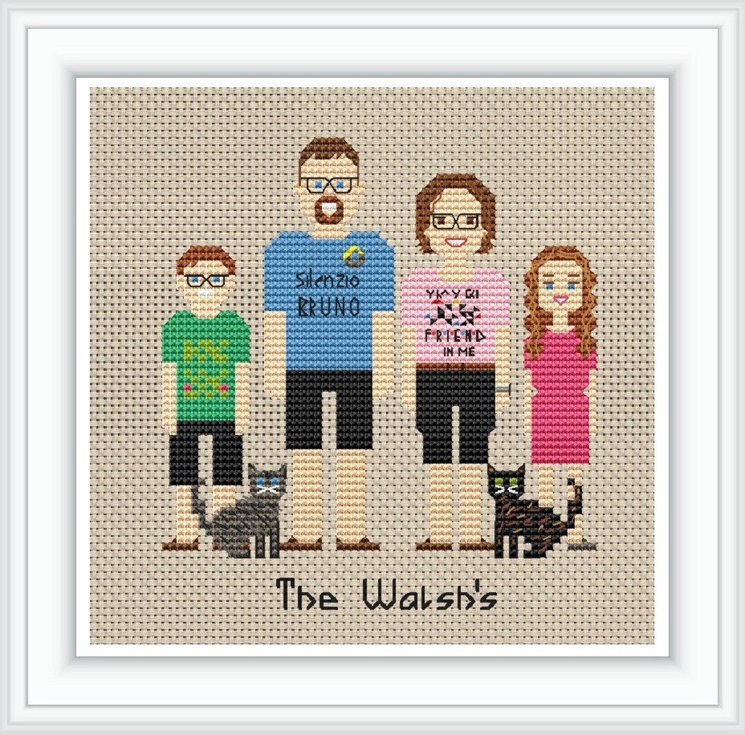 Custom Family Portrait - Personalized Portrait - Cross Stitch - Family ...