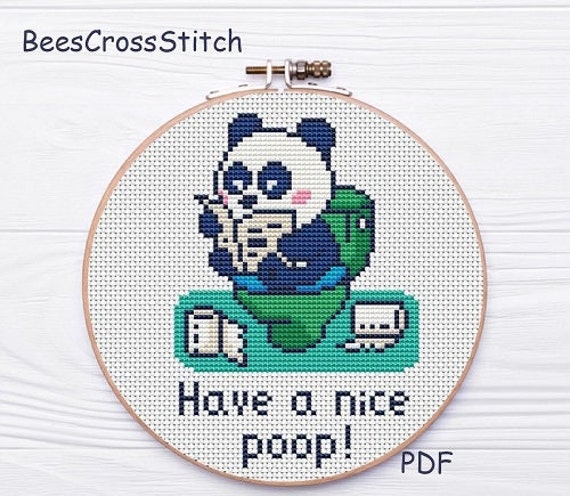 Panda Pooping 109cross Stitch Patterngamer Cross Stitch - Etsy
