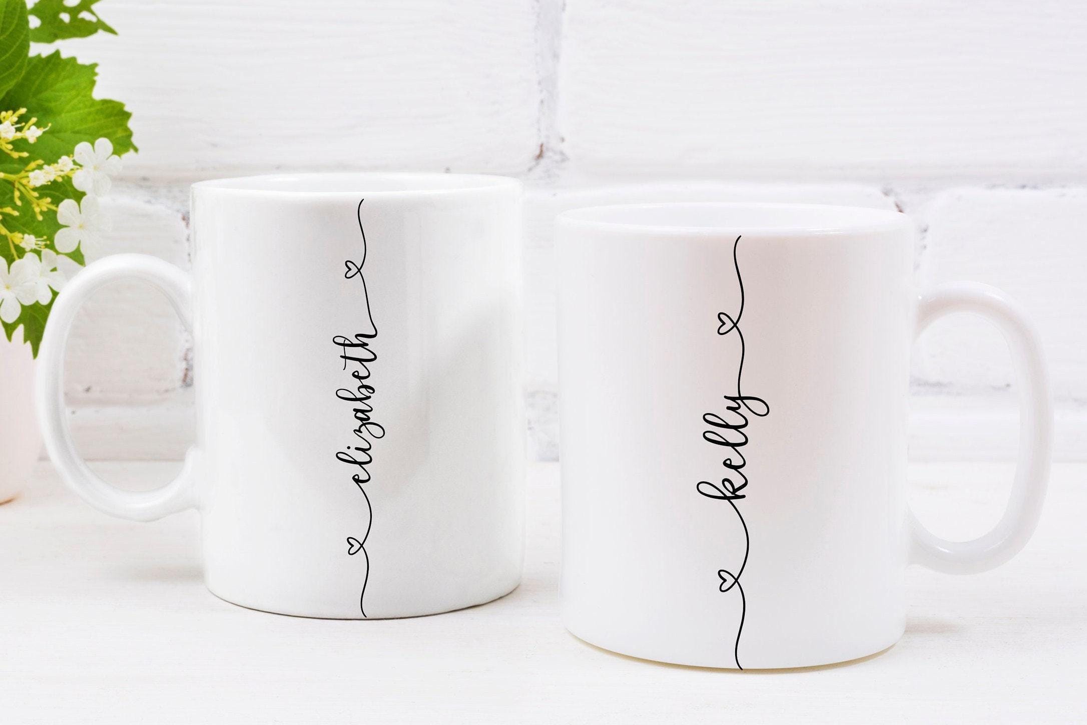Personalised Mug, Name Coffee Mug, Minimalistic Font Mug, Heart Name ...