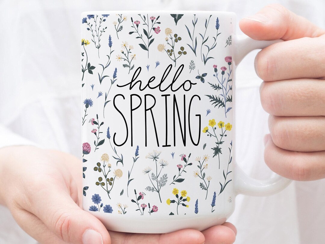 Hello Spring Mug, Spring Decor, Flower Decor, Spring Mug, Spring ...