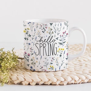 Hello Spring Mug, Spring Decor, Flower Decor, Spring Mug, Spring ...