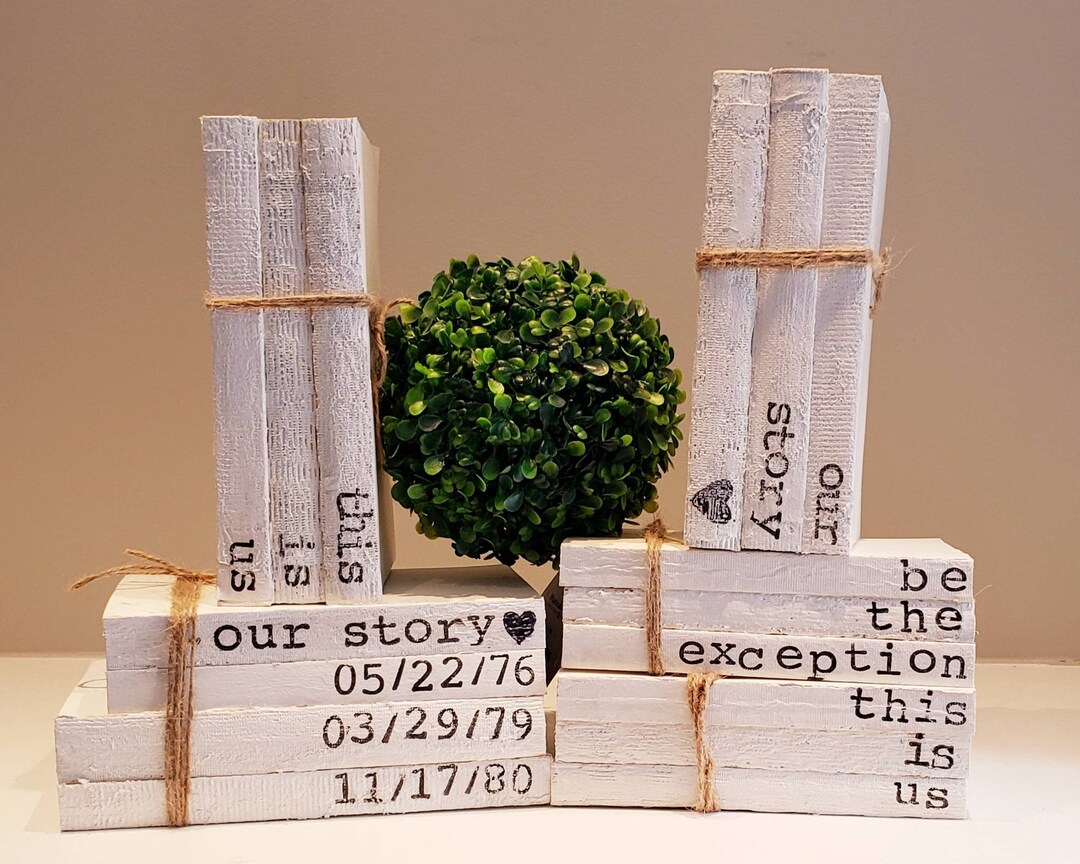 Personalized Hand Stamped Old Books • Home Decor • This is Us • Book ...