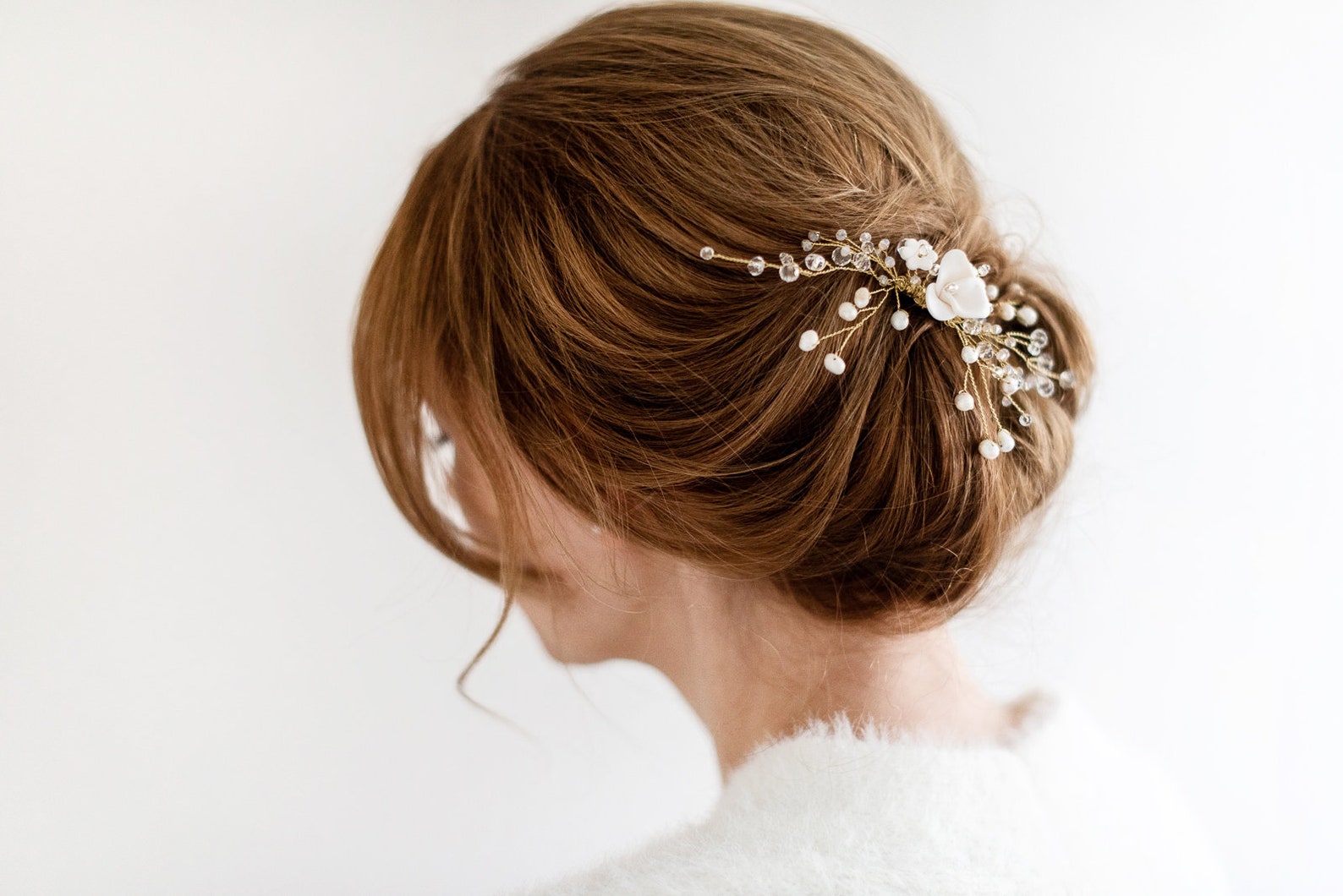 Bridal Decorative Comb With Handmade Flowers, Wedding Hair Accessory - Etsy