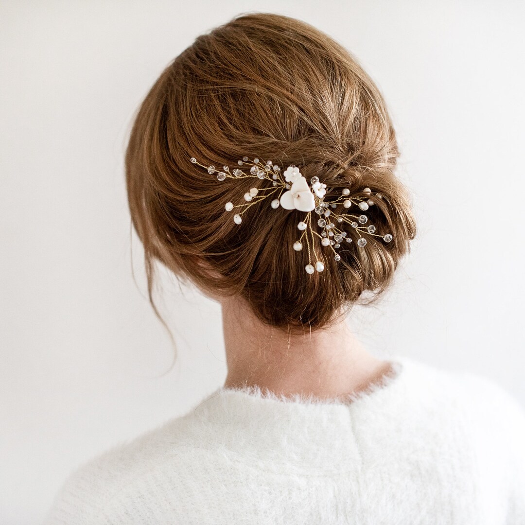 Bridal Decorative Comb With Handmade Flowers, Wedding Hair Accessory - Etsy