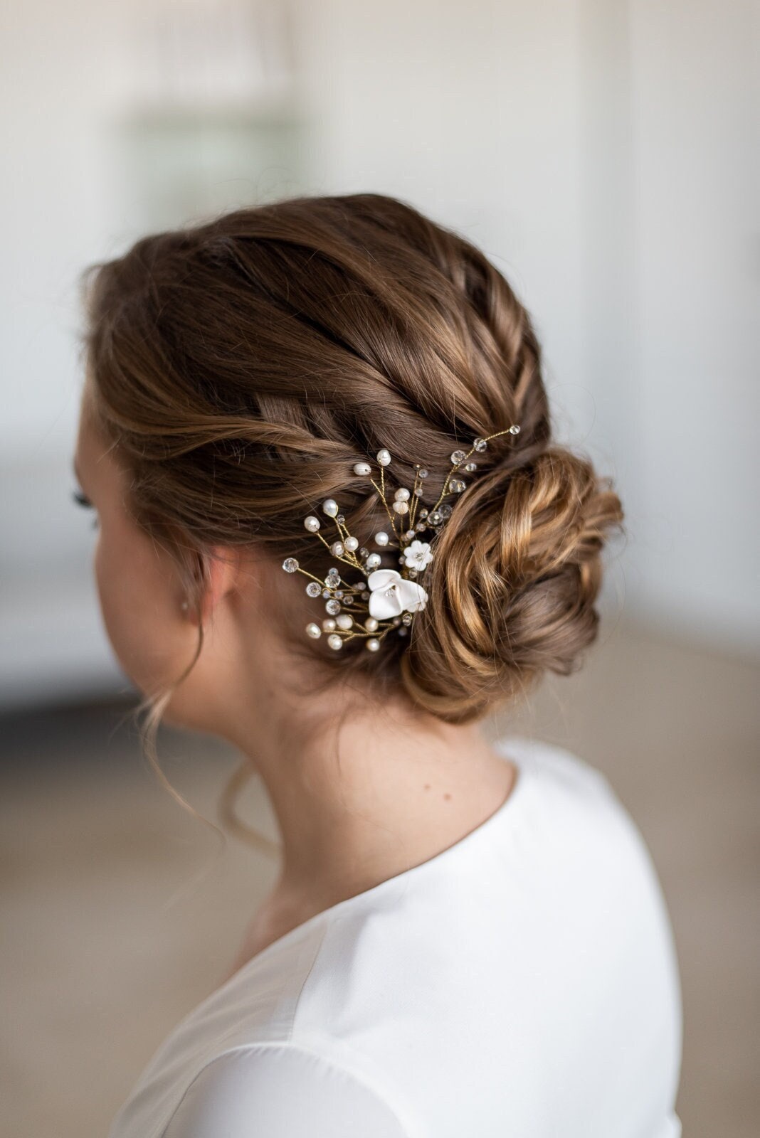Bridal Decorative Comb With Handmade Flowers, Wedding Hair Accessory - Etsy