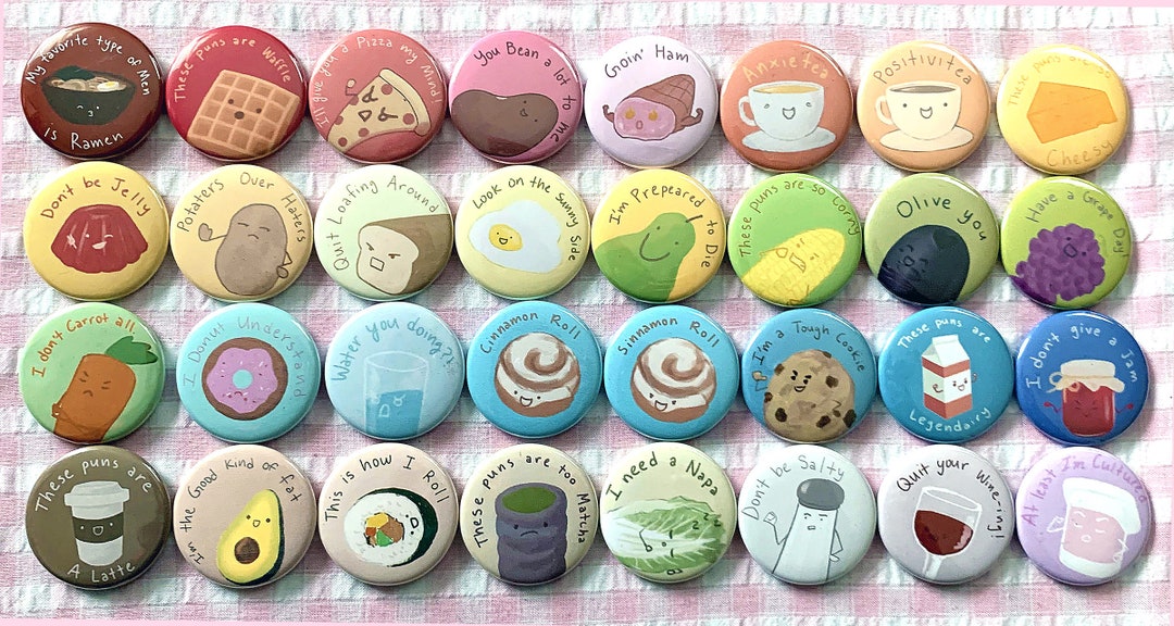 Food Pun Buttons and Magnets - Etsy