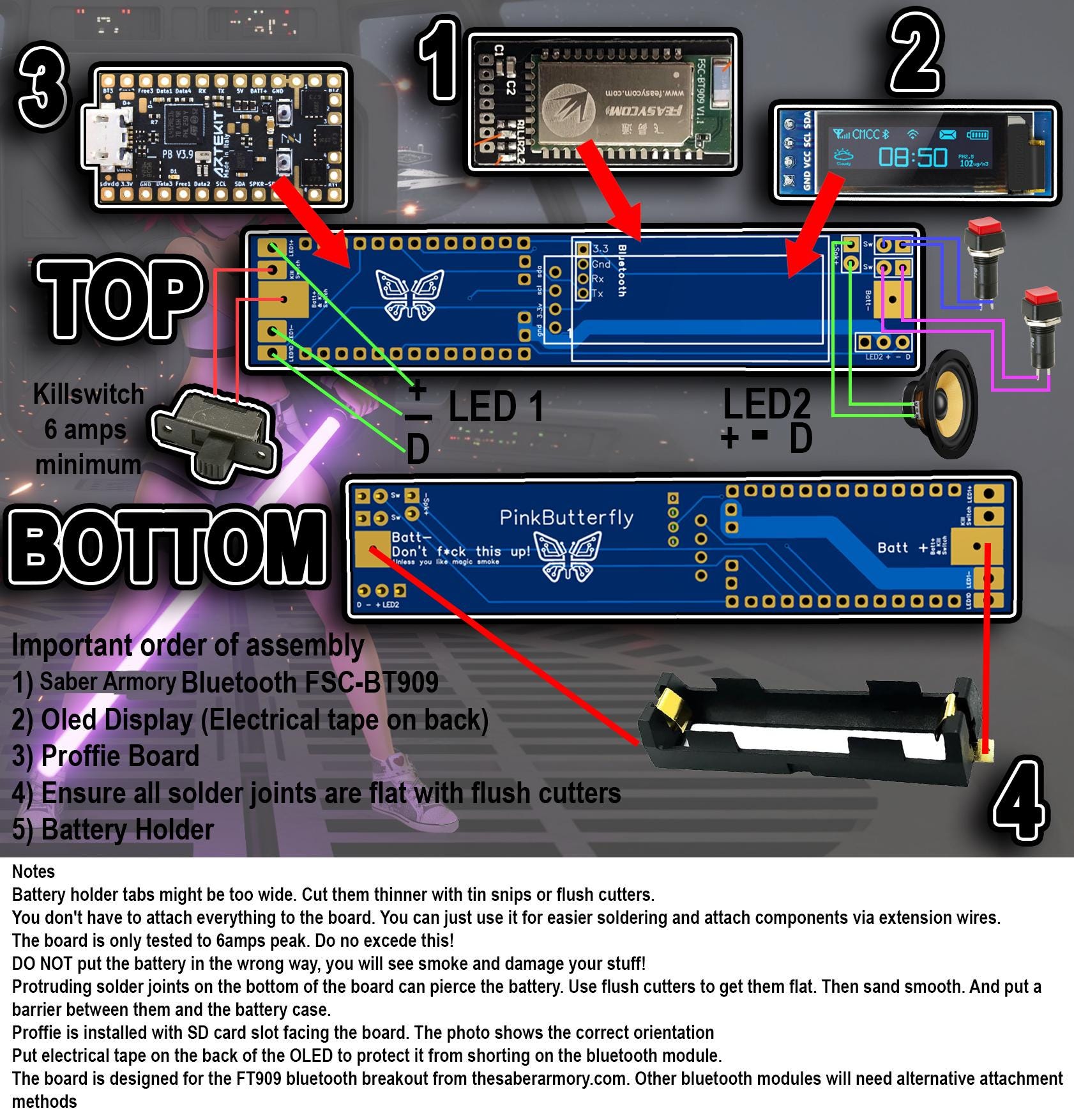 Proffie Board Lightsaber BREAKOUT PCB for Easier Wiring V3.9 ...