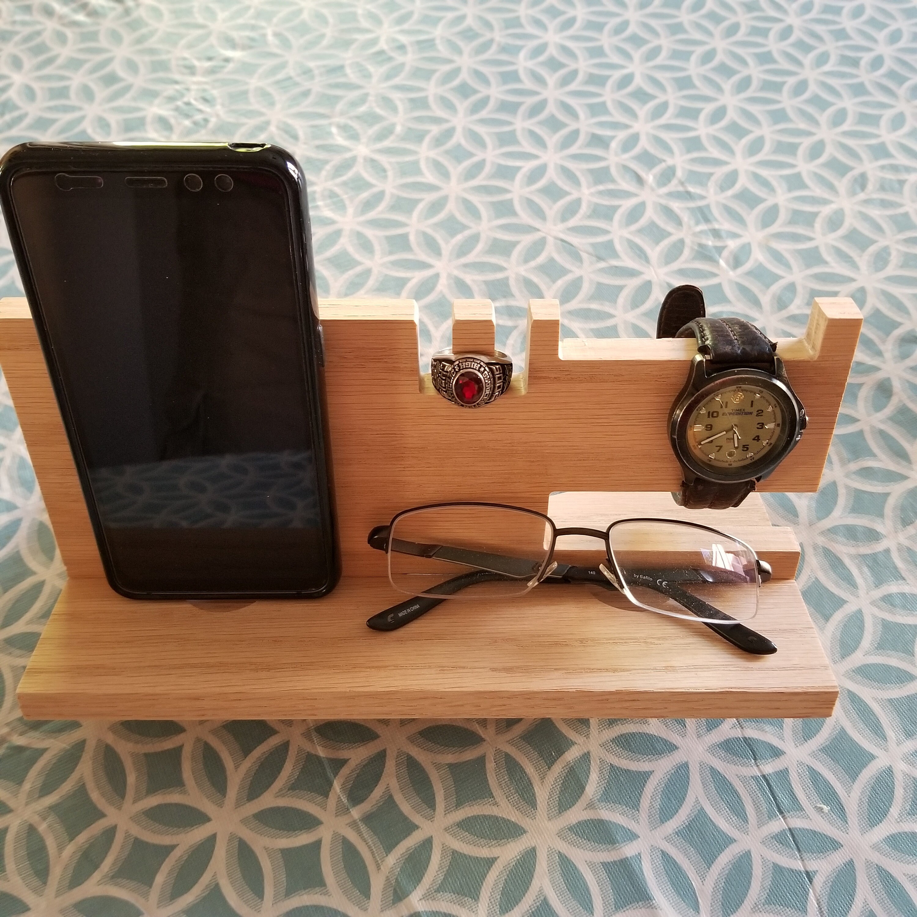Oak Wood Organizer, Phone Docking Station for Desk or Nightstand - Etsy