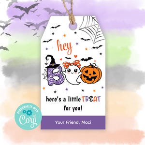 Halloween Treat Tags Editable Template, BOO Halloween Treat Bag Tag for ...