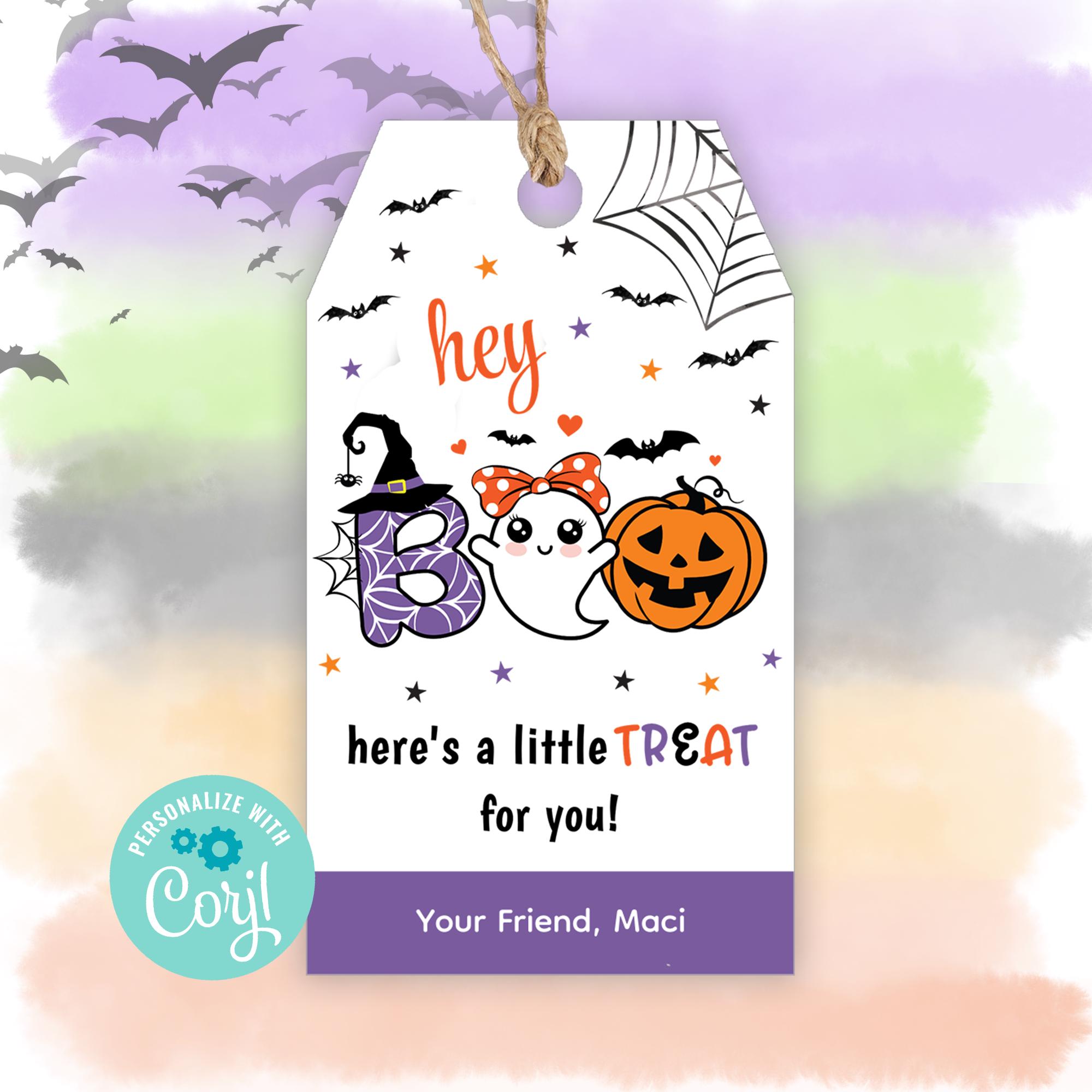 Halloween Treat Tags Editable Template, BOO Halloween Treat Bag Tag for ...