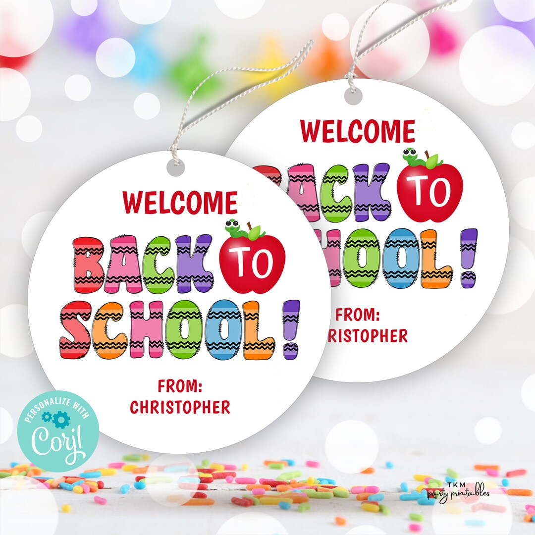 Back to School Printable Tags With Crayon Letters, First Day of School ...
