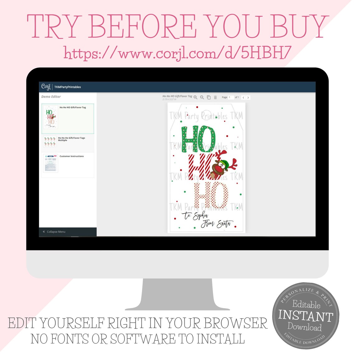 Kids Christmas Treat Bag Tags HO HO HO Christmas Gift Tags | Etsy