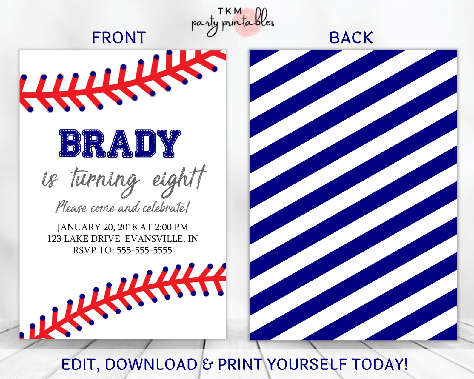 Baseball Birthday Invitation 5x7 Baseball Invitation | Etsy