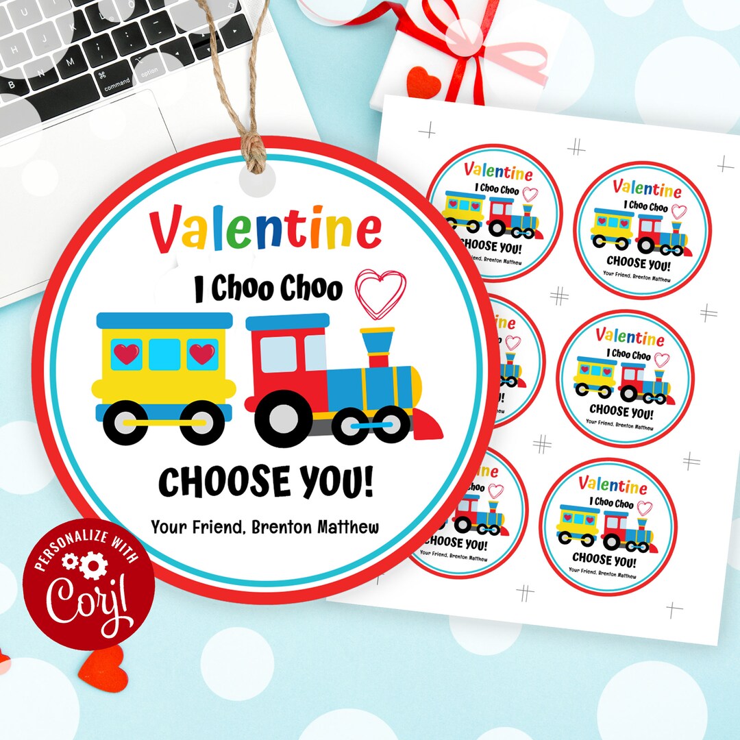 Valentines Day Tags, I Choo Choo Choose You Train Kids Classroom Party ...