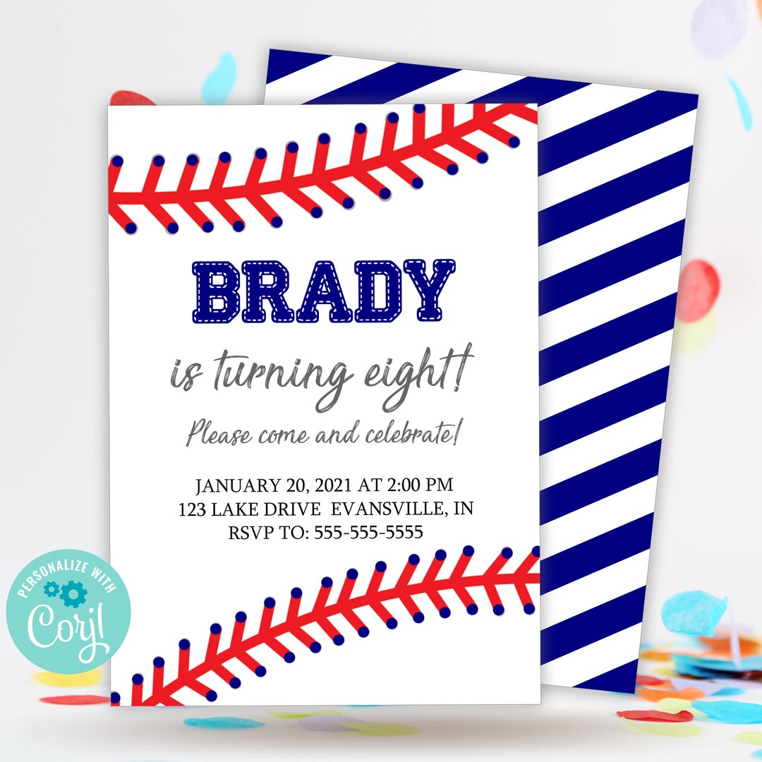 Baseball Birthday Invitation, 5x7 Baseball Invitation, Birthday ...
