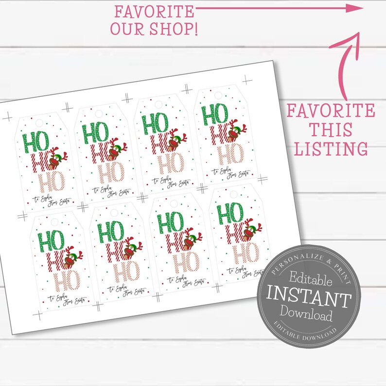 Kids Christmas Treat Bag Tags HO HO HO Christmas Gift Tags | Etsy