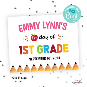 First Day of School Sign Printable Digital Download, Kids 1st Day of ...