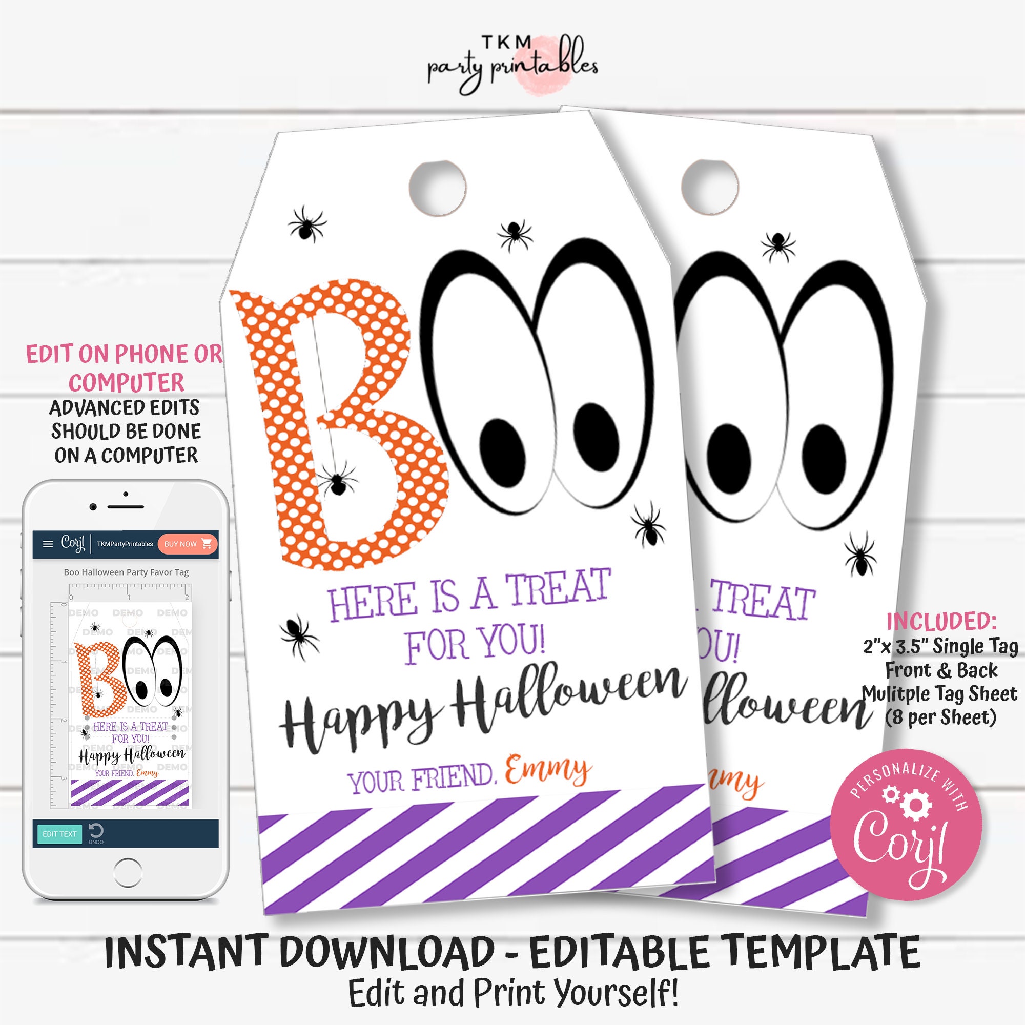Halloween Party Favor Tag Template Halloween Party Paper - Etsy