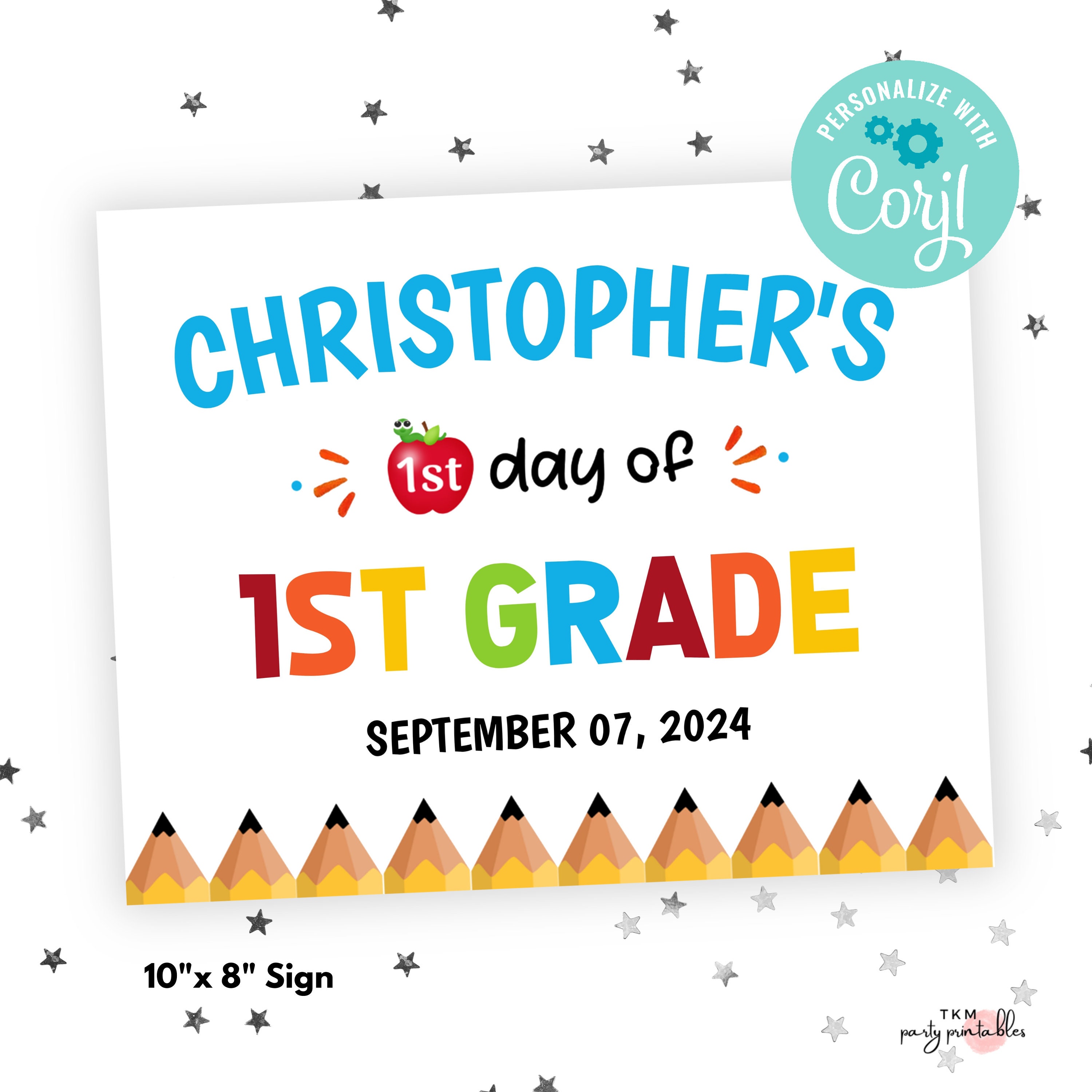 First Day of School Sign Printable Digital Download, Kids 1st Day of ...