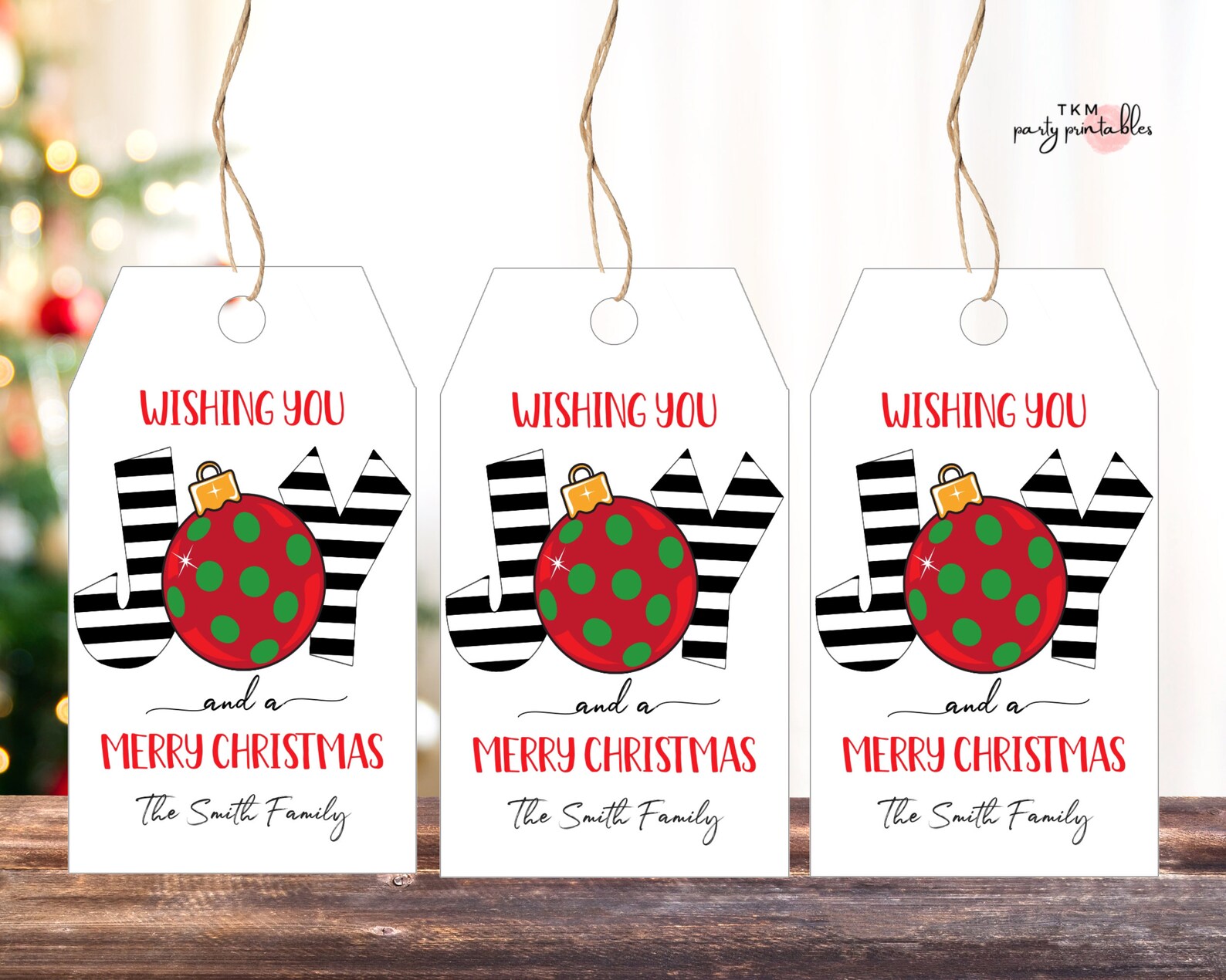 Printable Christmas Tags Wishing You Joy and A Merry - Etsy