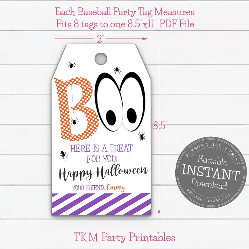 Halloween Party Favor Tag Template Halloween Party Paper | Etsy