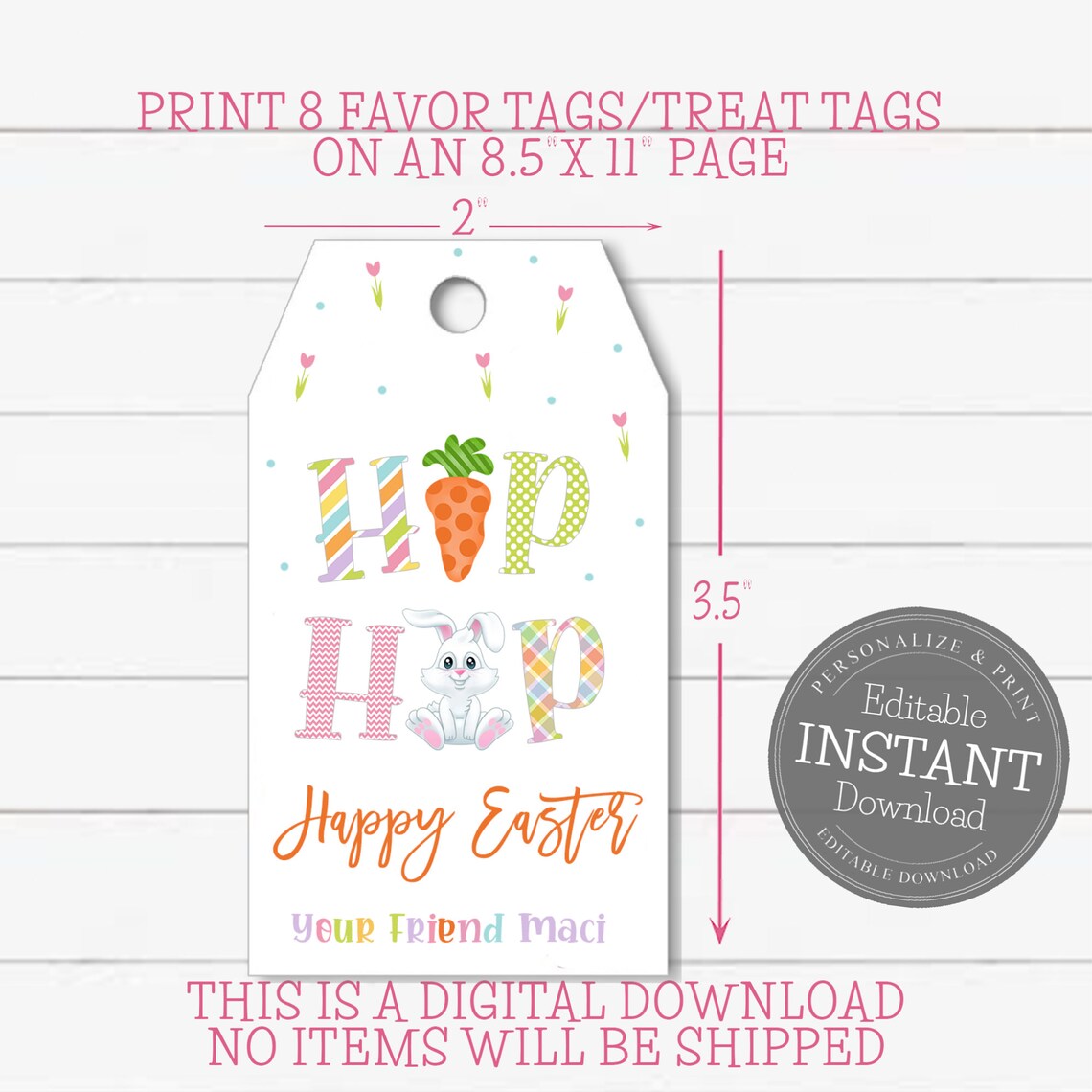 Easter Favor Tags Hip Hop Happy Easter PRINTABLE Tags Easter | Etsy
