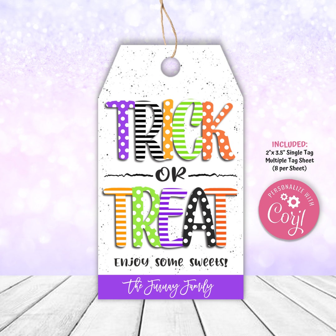 Trick or Treat PRINTABLE Halloween Party Favor Tag Halloween - Etsy