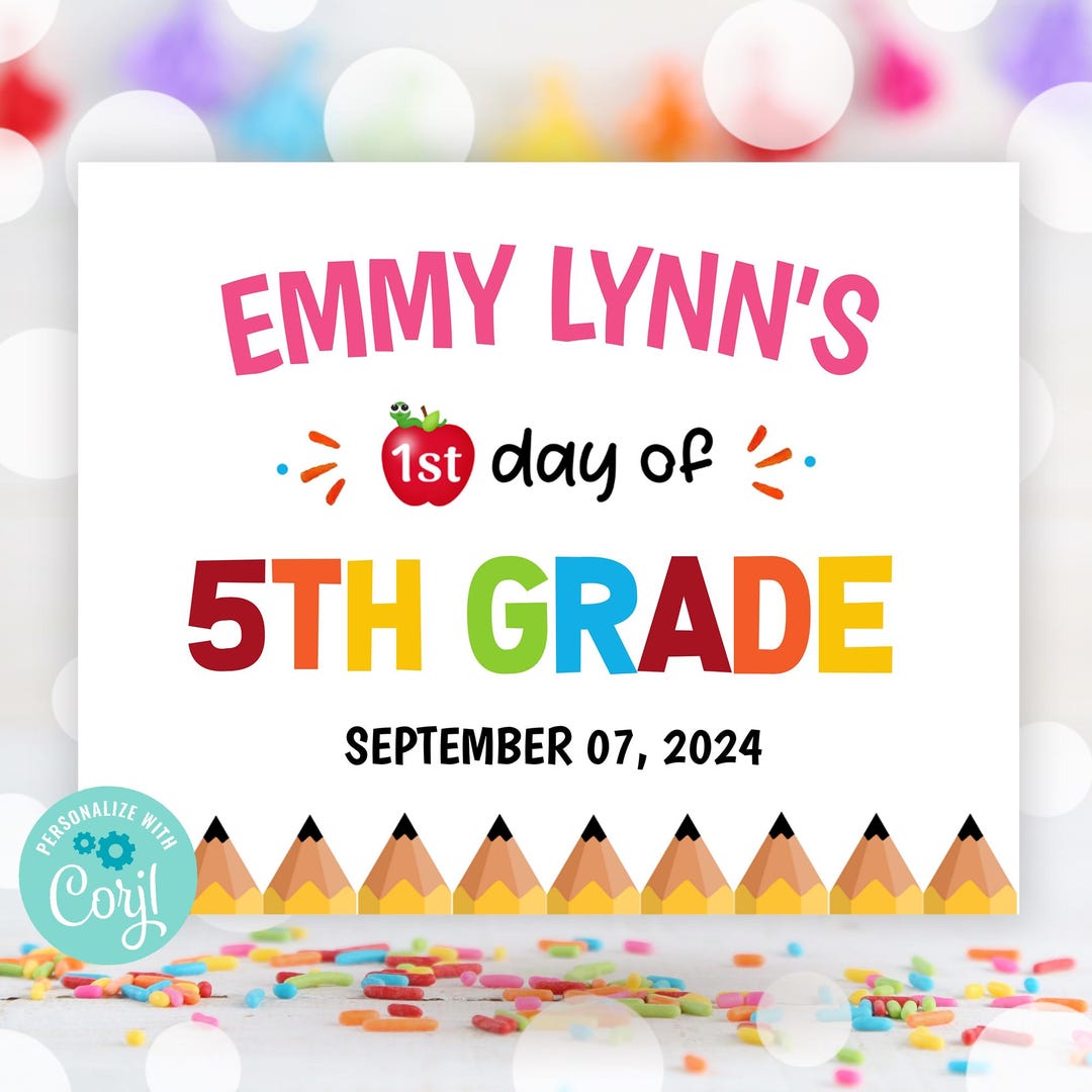 First Day of School Sign Printable Digital Download, Kids 1st Day of ...