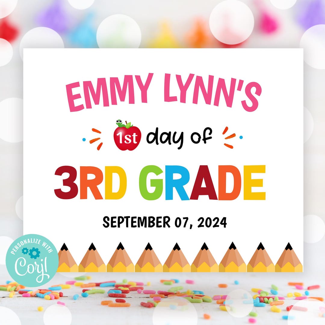 First Day of School Sign Printable Digital Download, Kids 1st Day of ...