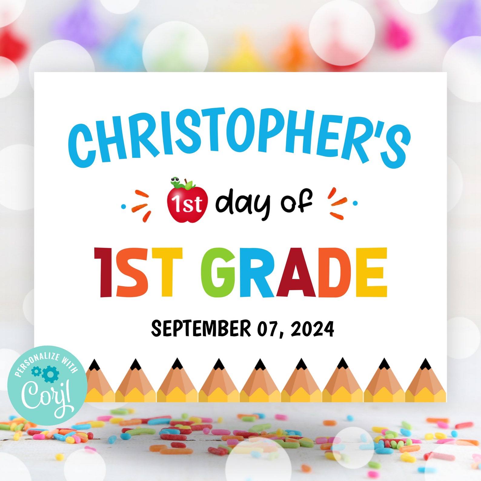 First Day of School Sign Printable Digital Download, Kids 1st Day of ...