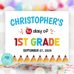 First Day of School Sign Printable Digital Download, Kids 1st Day of ...