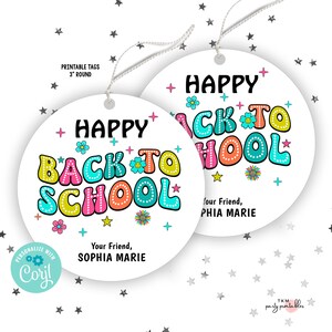 Groovy Back to School Printable Tags, First Day of School Retro Favor ...