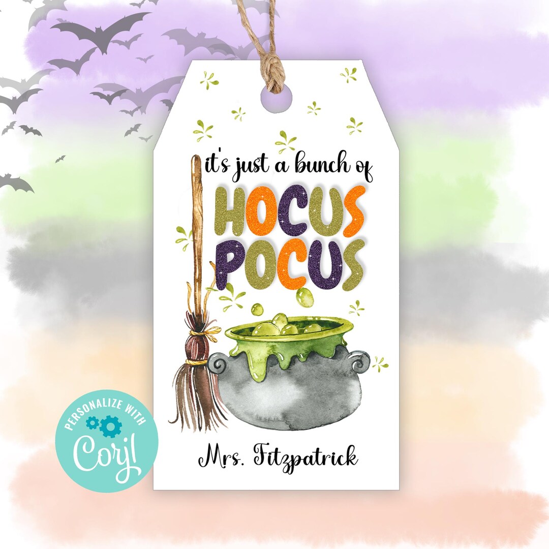 EDITABLE Halloween Favor Tag, It's A Bunch of Hocus Pocus Treat Tags ...