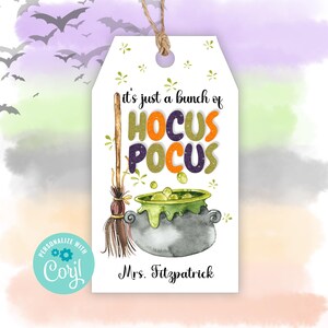EDITABLE Halloween Favor Tag, It's A Bunch of Hocus Pocus Treat Tags ...