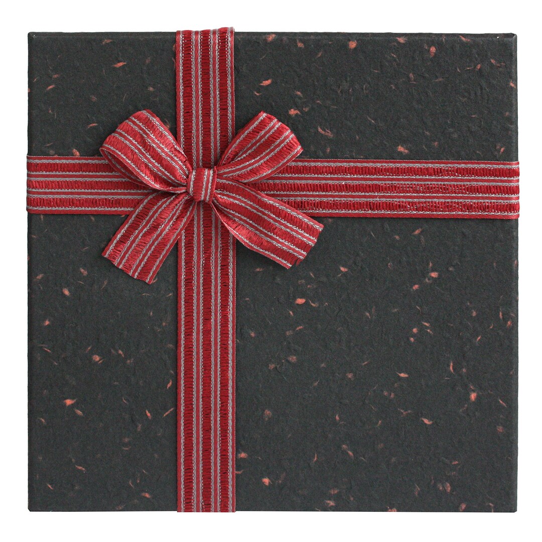 Rigid Gift Boxes, Textured Burgundy Box With Black Lid, Striped ...