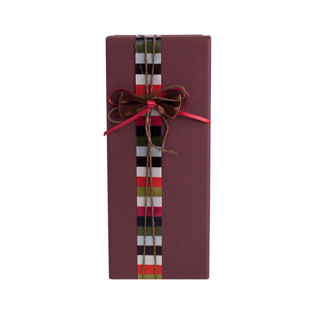 Rigid Luxury Rectangle Shape Gift Box, 24x10x9cm, Textured Burgundy Box ...