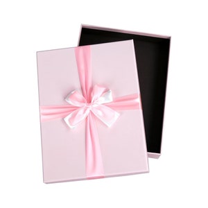 Single Rectangle Rigid Gift Box With Lid, Brown Interior & Satin Ribbon ...