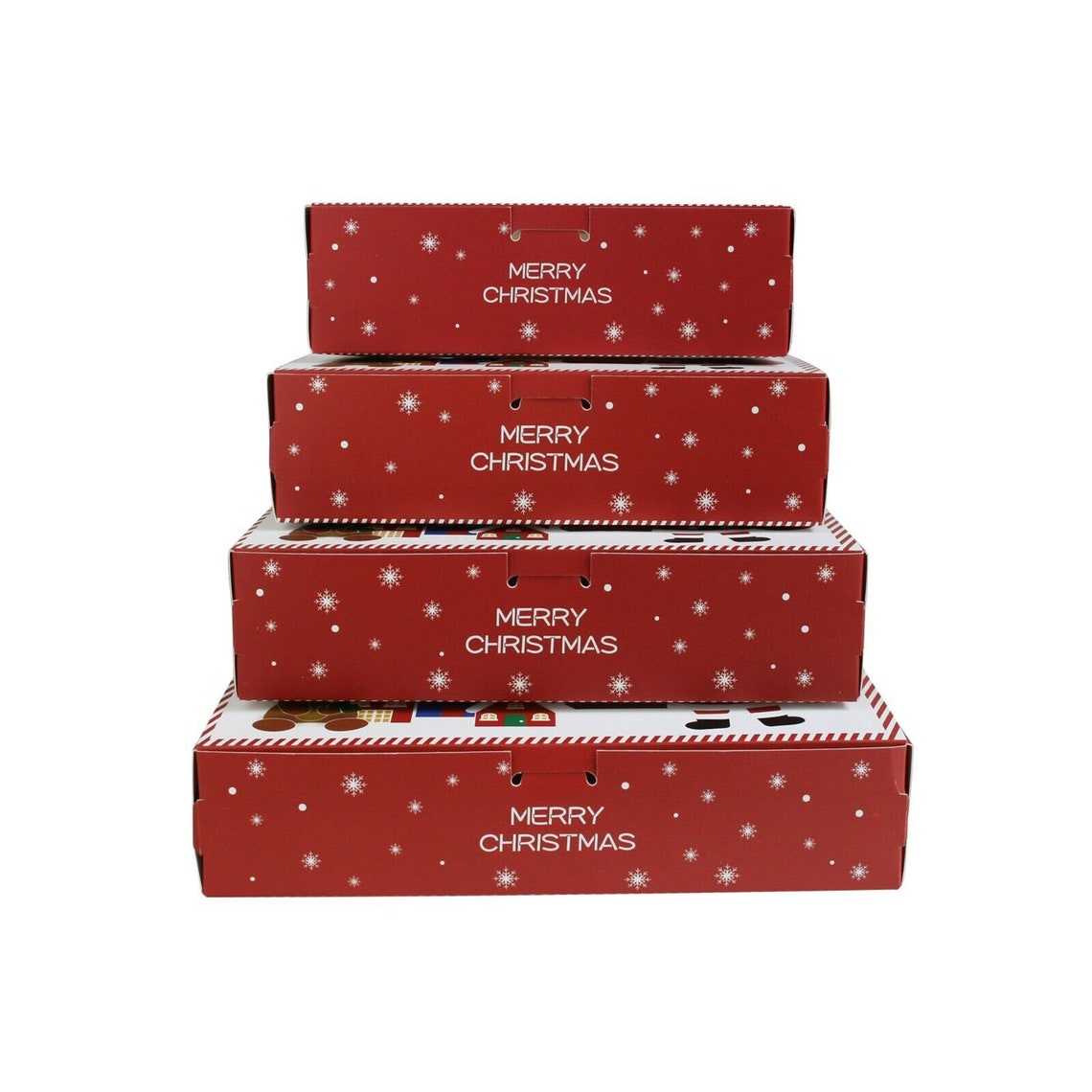 Pack of 12/36/96 White Red Santa Box With Clear Lid Gift Box for ...