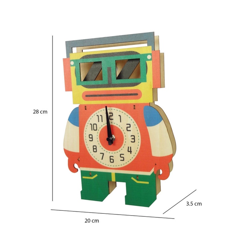 Silent Clock Novelty Pendulum Wall Clock MDF Cartoon Kid's - Etsy UK