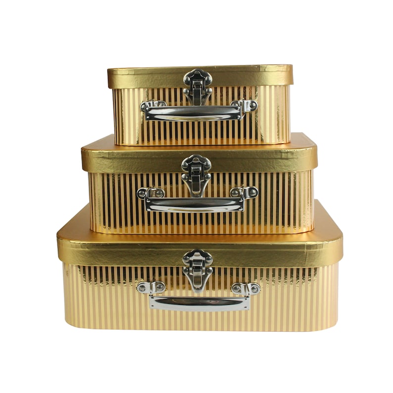 Set of 3 Rigid Luxury Presentation, Suitcase Gift Storage Box, Printed ...