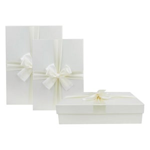 Set of 3 Rectangle Rigid Gift Box With Lid, Brown Interior & Satin ...