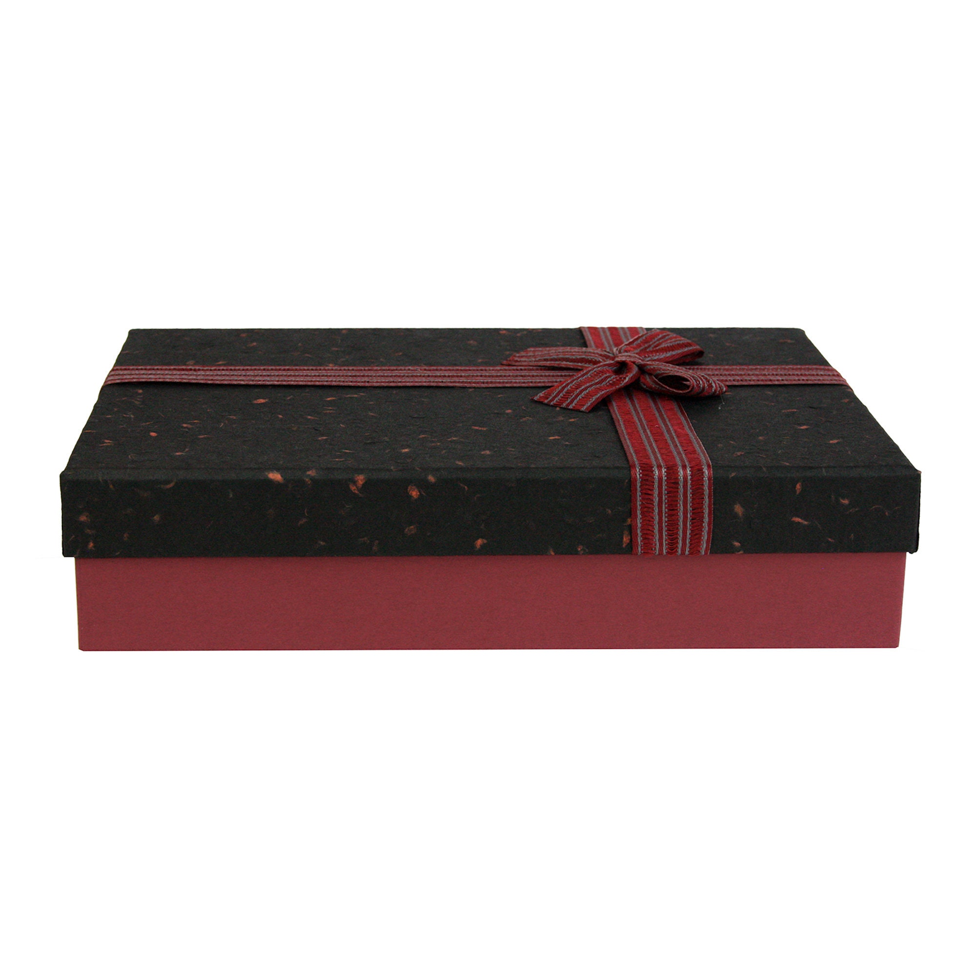Rigid Gift Box With Lid, Brown Interior and Bow Decorative Ribbon, Set ...