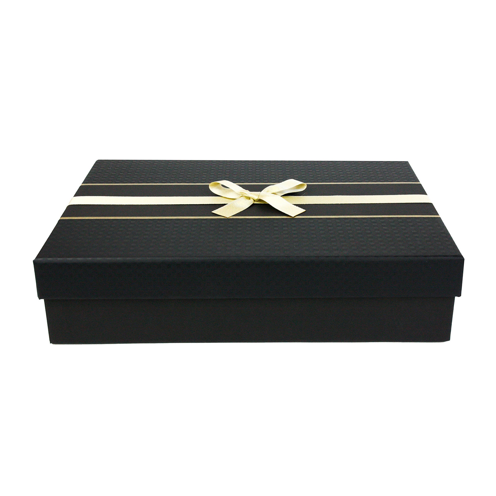 Rigid Gift Box With Lid, Brown Interior and Bow Decorative Ribbon, Set ...